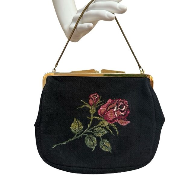 Vintage | Bags | Vintage Evening Bag Roses Chain Strap Made In West ...